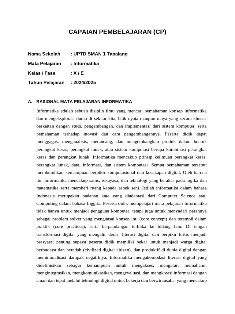 CP Fase E - Informatika | PDF