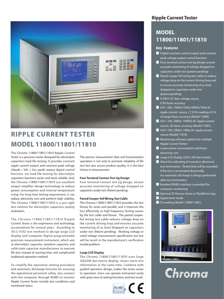Ripple Current Tester MODEL 11800/11801/11810 | PDF | Capacitor ...