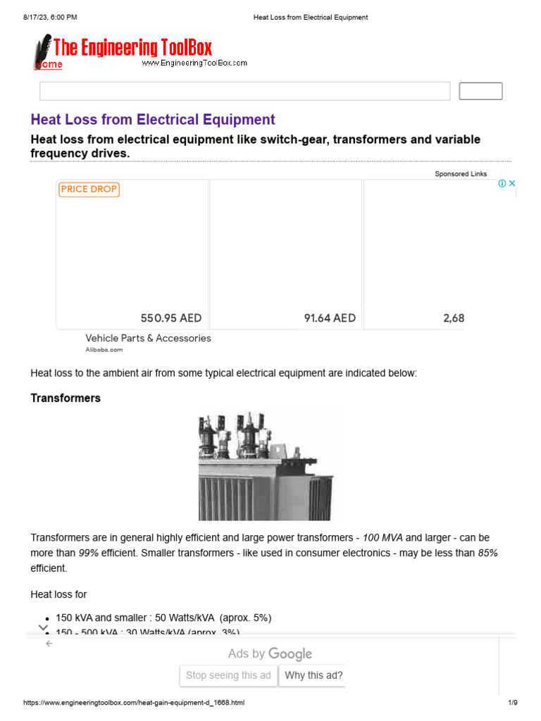 Transformer Heat Loss and Dissipation | PDF | Transformer | Air ...