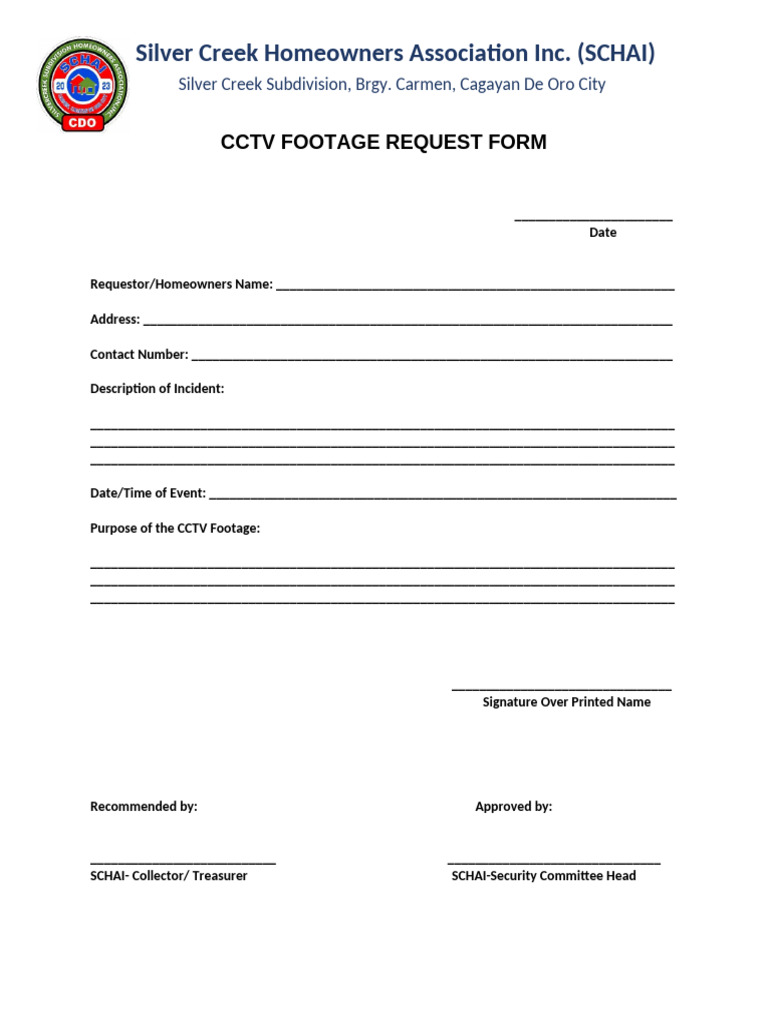 CCTV Footage Request Form | PDF | Business | Law