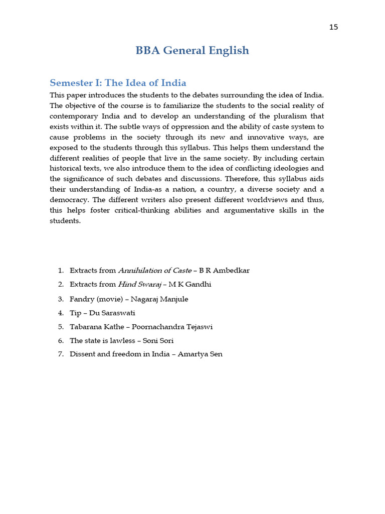 BBA GeneralEnglish SemesterI&II | PDF | Social Science