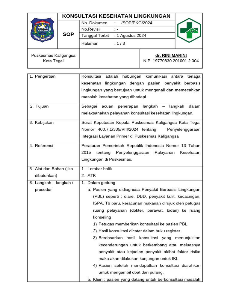 Sop Klinik Sanitasi | PDF