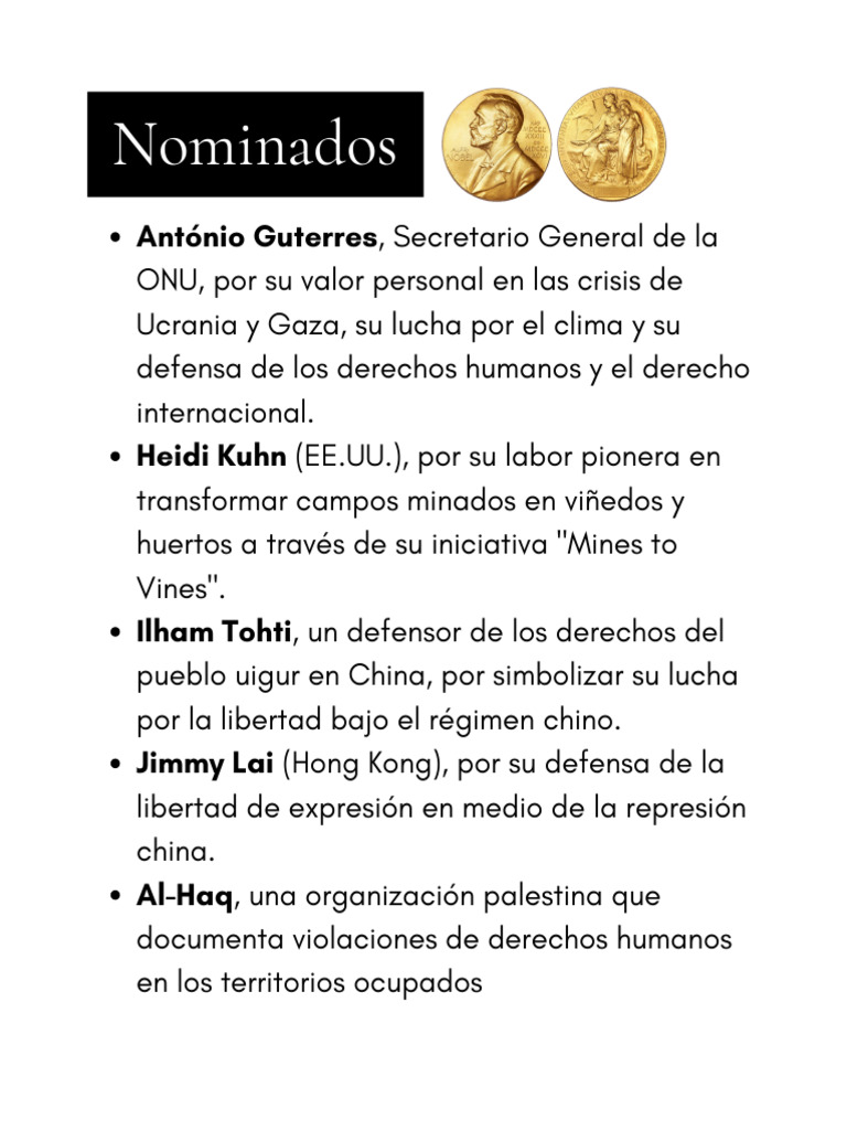 Nominados Nobel PDF | PDF | Política