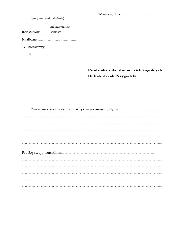 Podanie Ogólne - Wzór | PDF