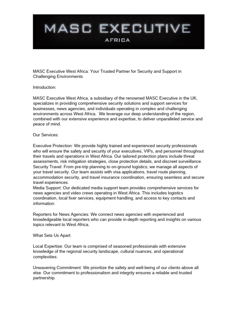 MASC Security Solutions in West Africa | PDF | Business