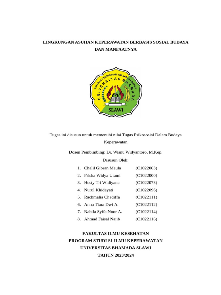 Lingkungan - Asuhan - Keperawatan - Berbasis - Sosial - Budaya - Dan - Manfaatnya Revisi | PDF ...