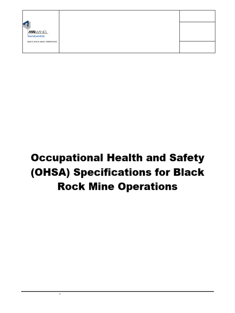 Occupational Health and Safety (OHSA) Specifications for Black Rock ...