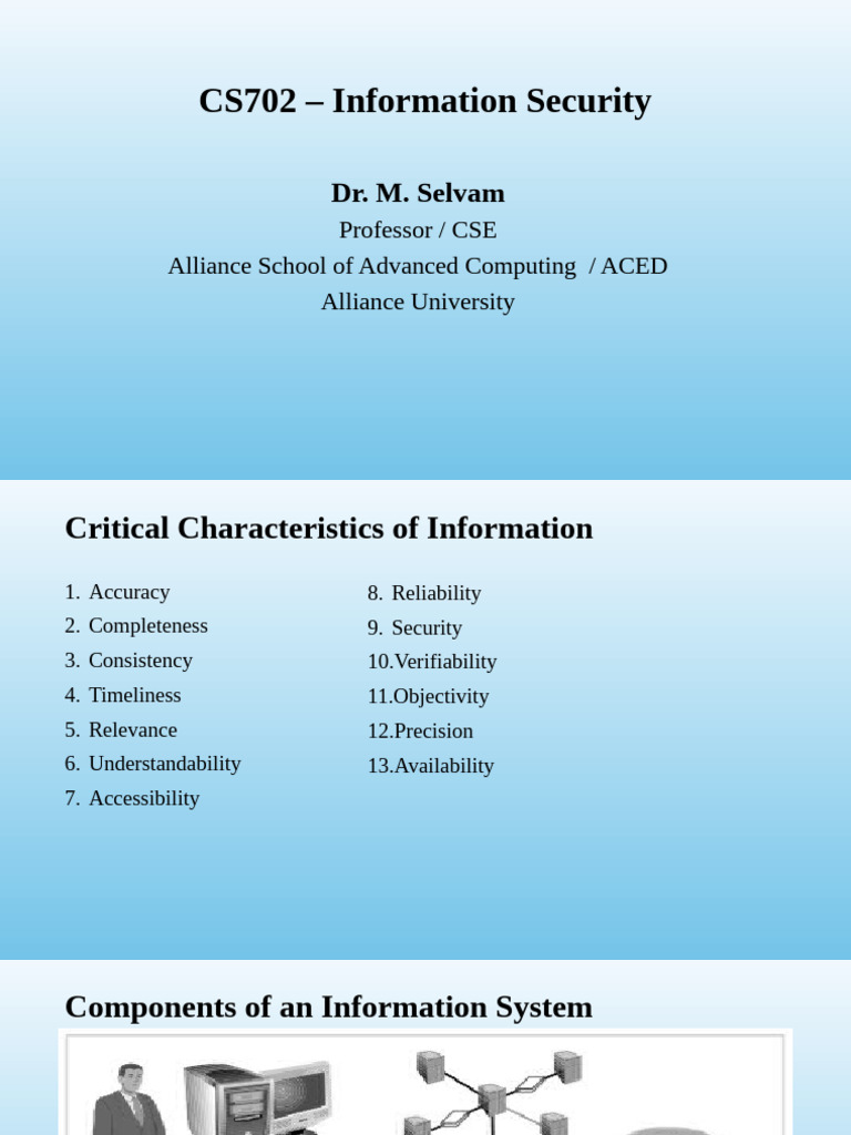 Module - 1 - CS701 - Information Security - Dr. M.selvam | PDF ...