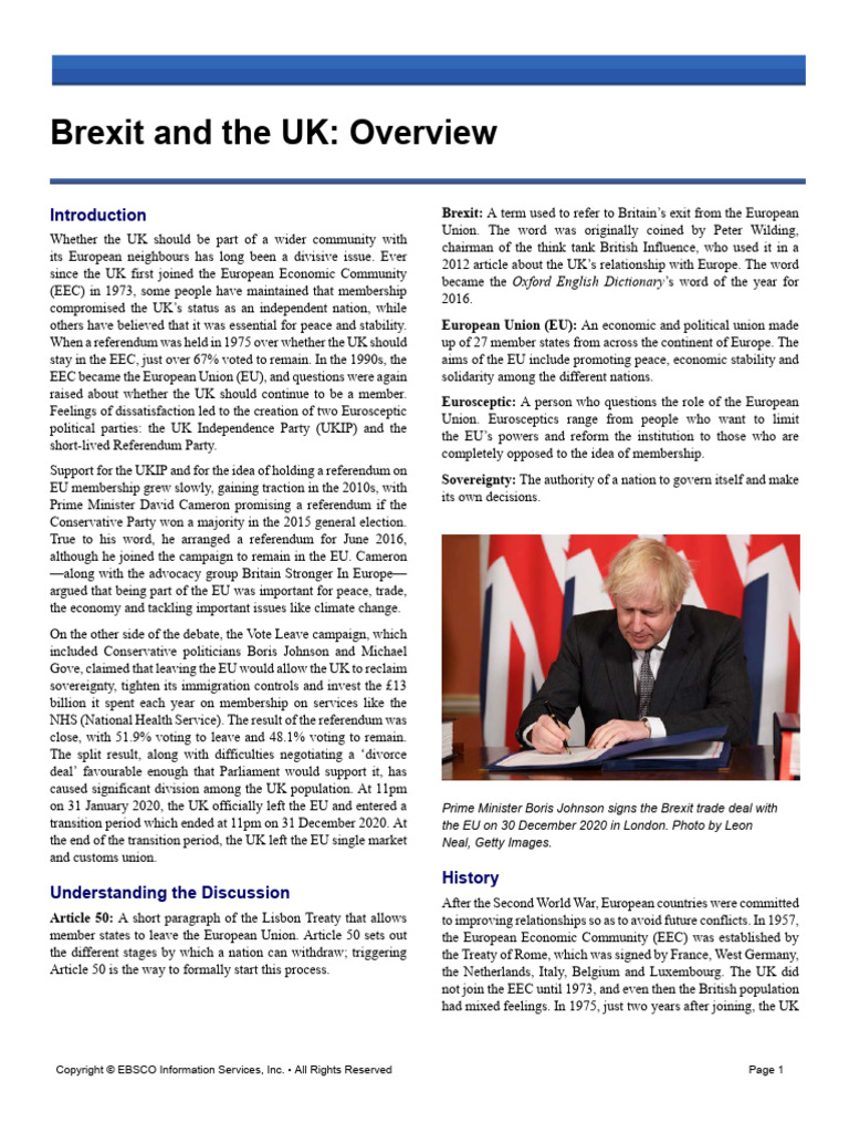 UK Ireland Points of View Reference Centre Topic Brexit UK | PDF ...