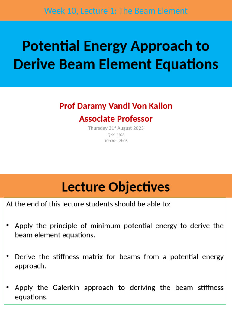 Lecture On Potrential Energy Method For Beam Equations | PDF | Force | Beam (Structure)