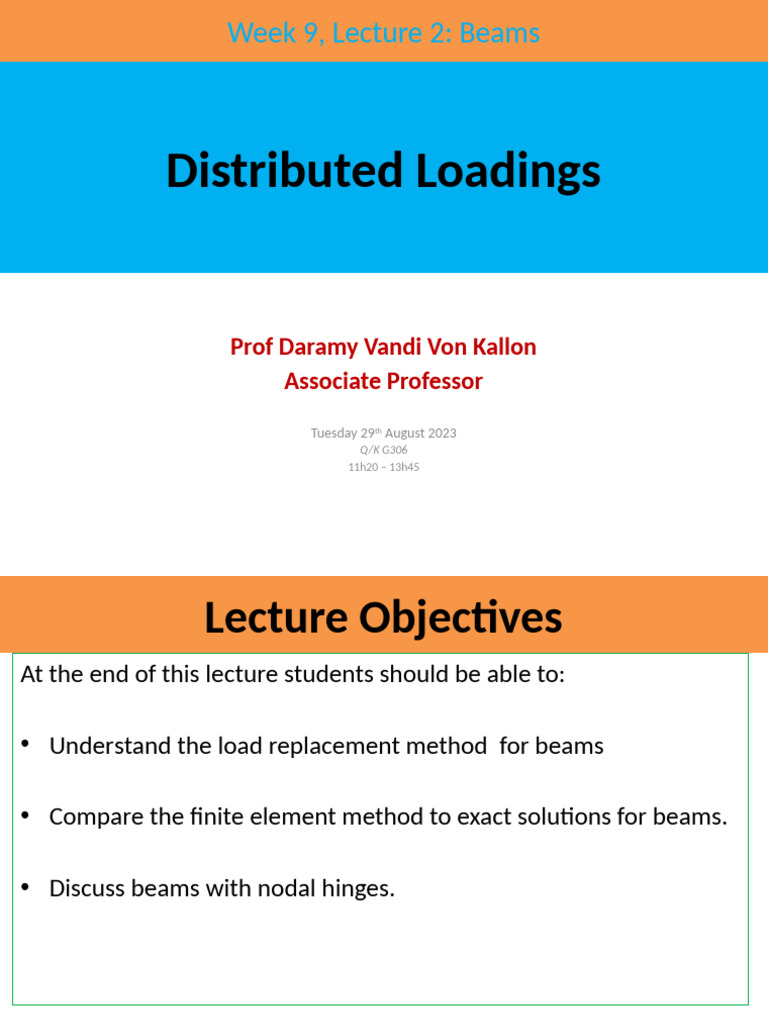 Lecture On Distributed Loads | PDF | Beam (Structure) | Bending