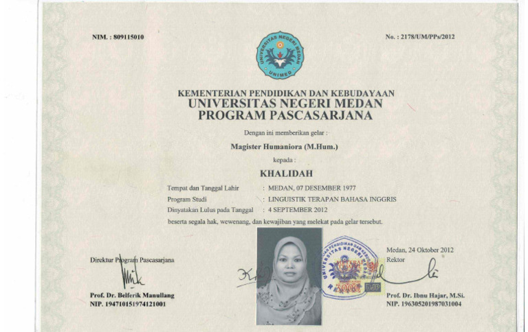 Ijazah Pasca Sarjana (S2) | PDF