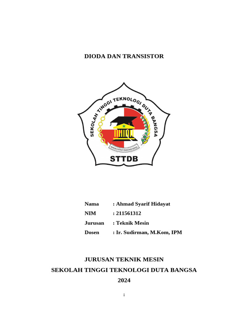 Makalah Mekatronika Dioda & Transistor - Ahmad Syarif Hidayat - 211561312 | PDF | Komputer ...