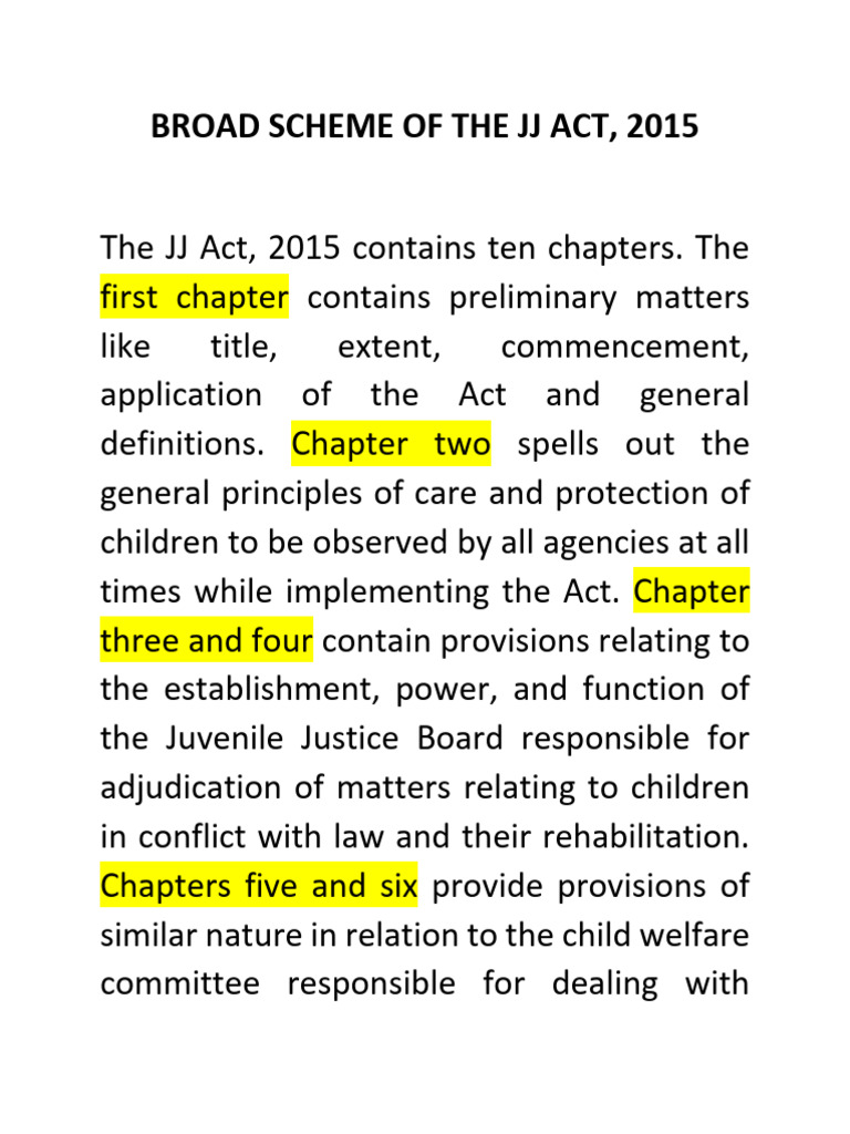 Broad Scheme of The JJ Act | PDF | Public Law | Justice