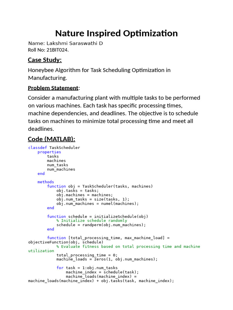 CaseStudy (Honeybees) 21BIT024 | PDF | Mathematical Optimization | Mathematical Relations