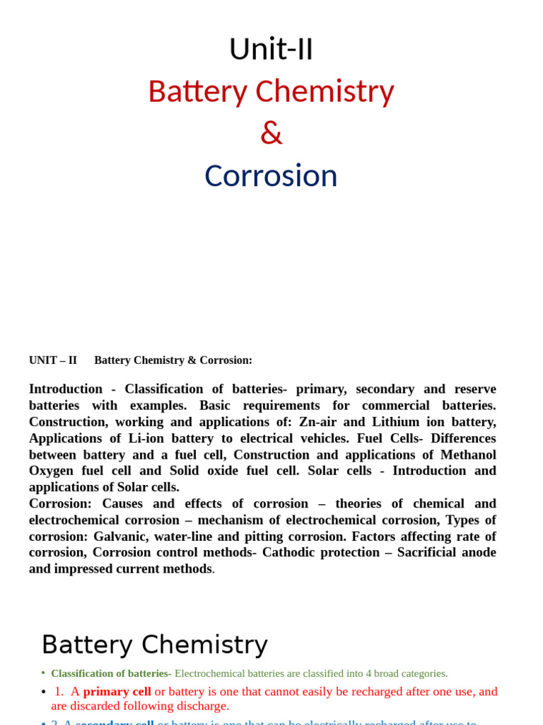 Unit-2 Battery Chemistry & Corrosion [Autosaved] | PDF | Corrosion ...