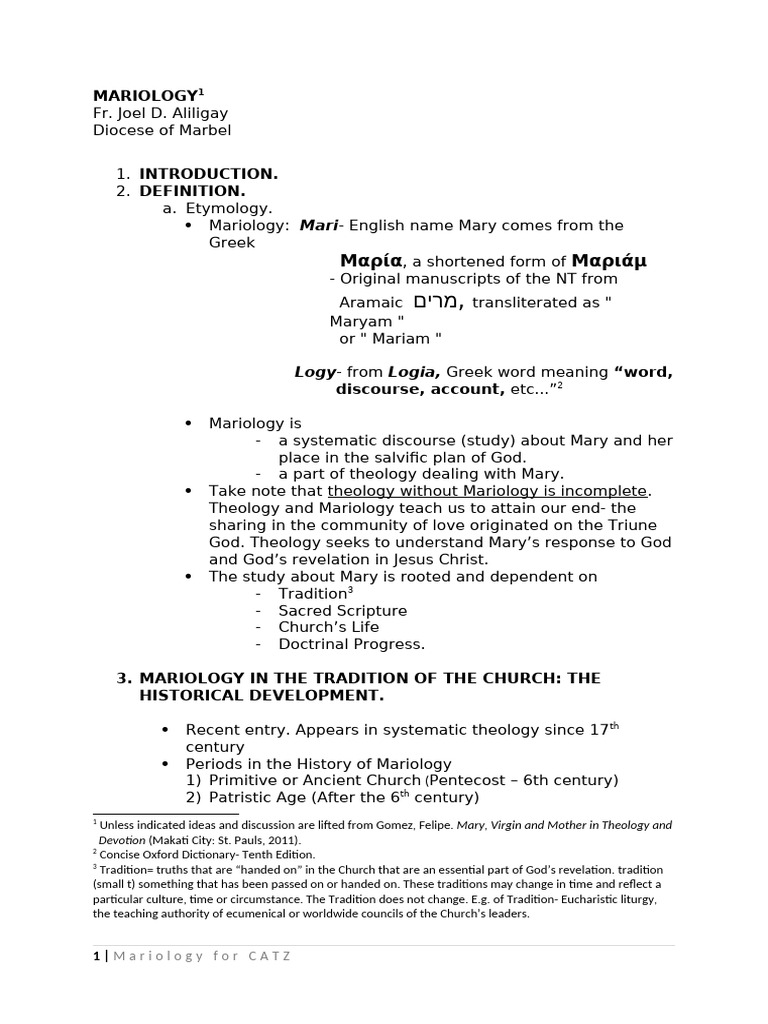 Mariology Def and History | PDF | Mary, Mother Of Jesus | Catholic Church