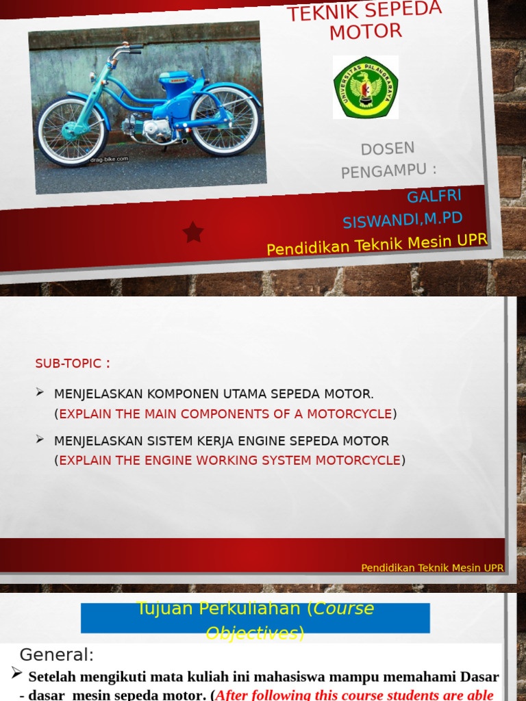 Teknik Sepeda Motor - Ingris | PDF | Motorcycle | Engines