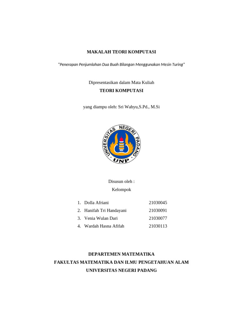 Mesin Turing - Teori Komputasi | PDF
