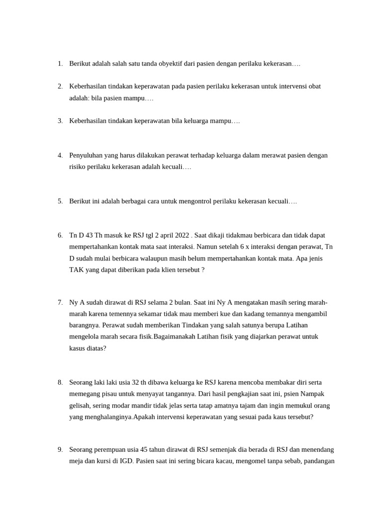SOAL MK Jiwa 2024 Kisi2 | PDF | Pengembangan Diri