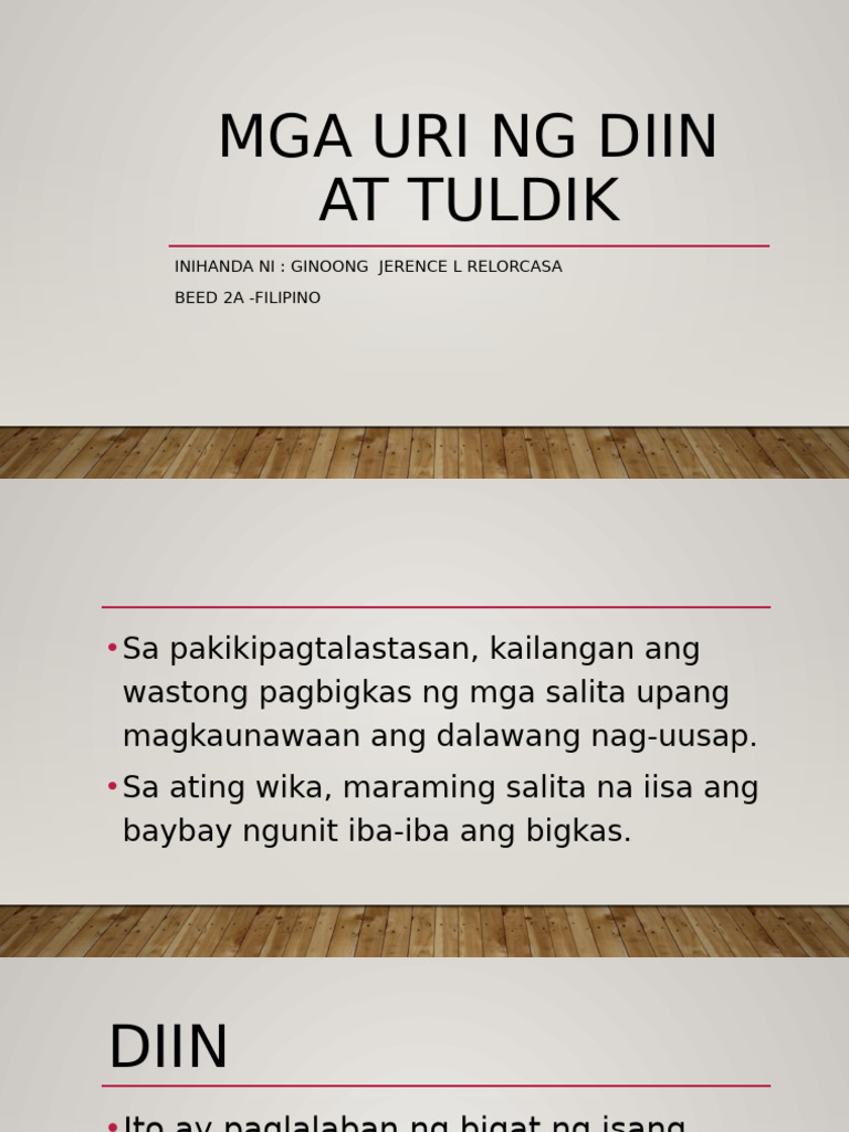 Mga Uri NG Diin at Tuldik | PDF