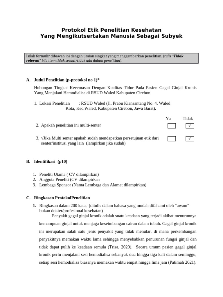 Protokol Etik Penelitian | PDF