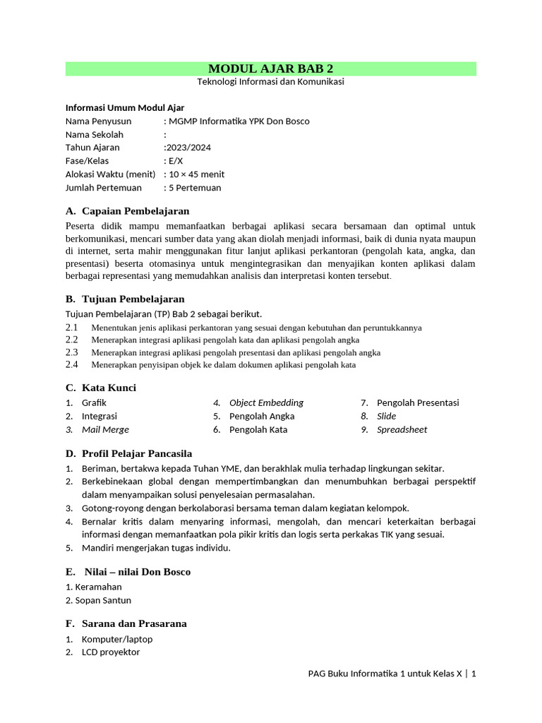 Gabungan Modul Informatika Kelas X | PDF