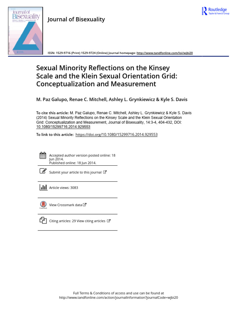 Sexual Minority Reflections On The Kinsey Scale and The Klein Sexual Orientation Grid ...