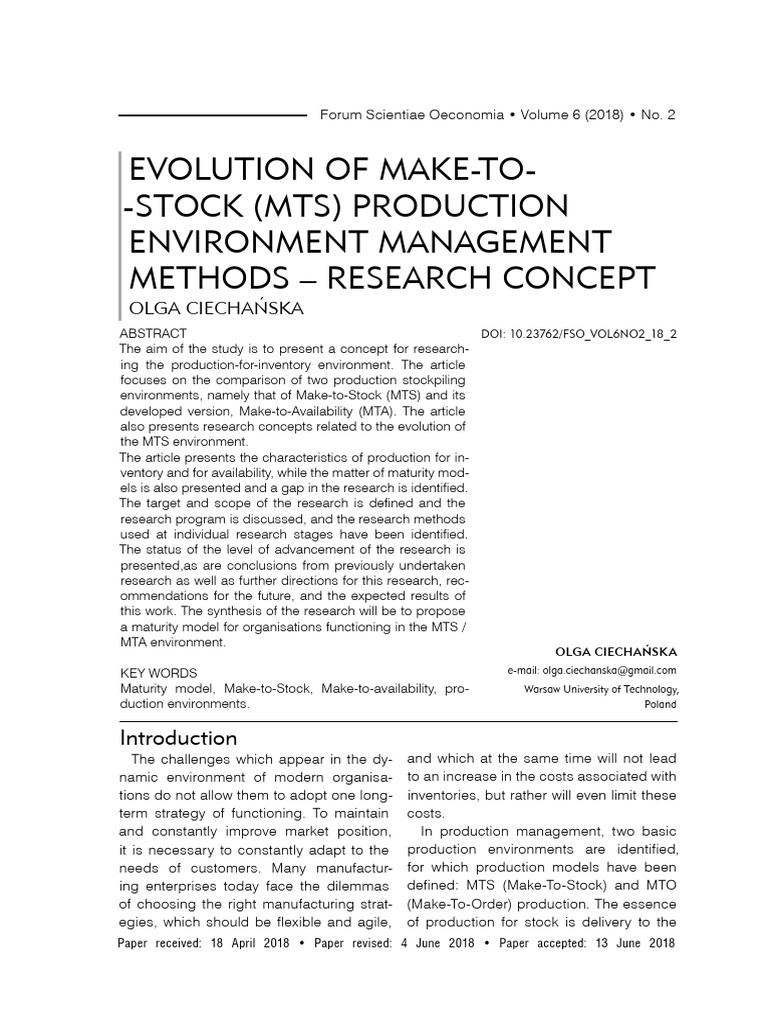 Evolution of Make To Stock MTS Prod | PDF | Simulation | Forecasting