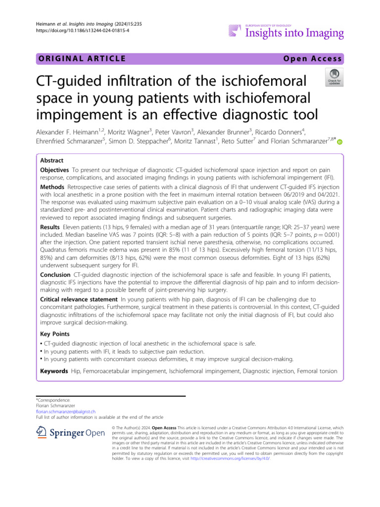 CT-Guided Injection for Ischiofemoral Impingement | PDF | Hip | Medical ...