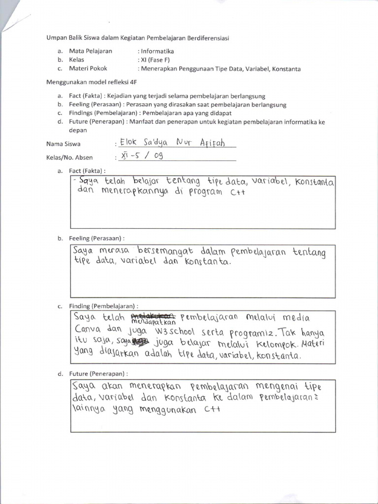 Umpan Balik Siswa | PDF