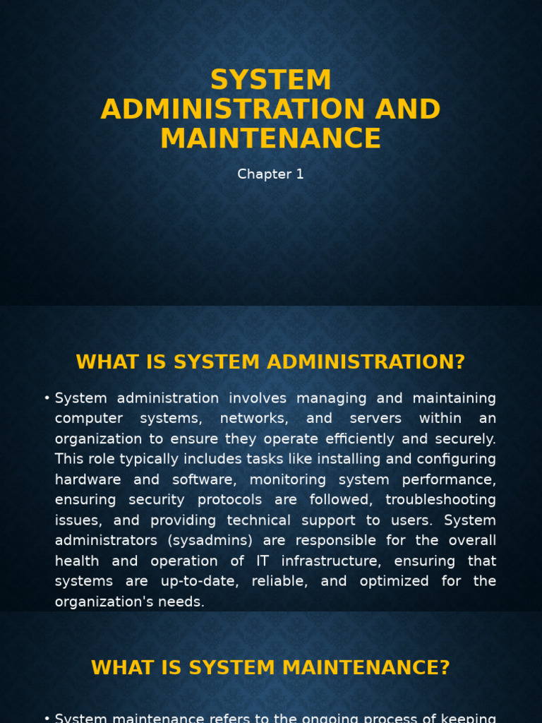 Chapter I System Administrations and Maintenance | PDF | Security ...