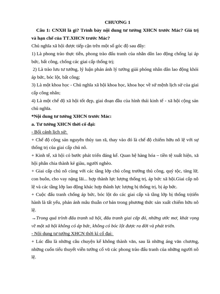 Chương 1 CNXH | PDF
