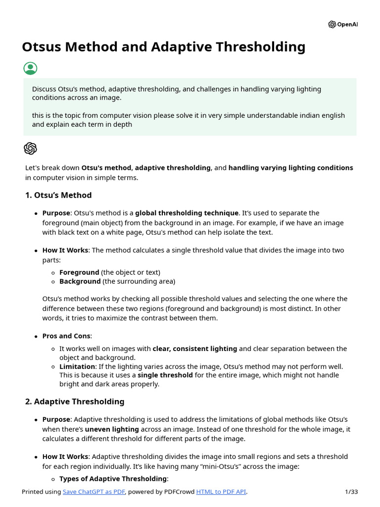 Otsus Method and Adaptive Thresholding | PDF | Voxel | 3 D Modeling