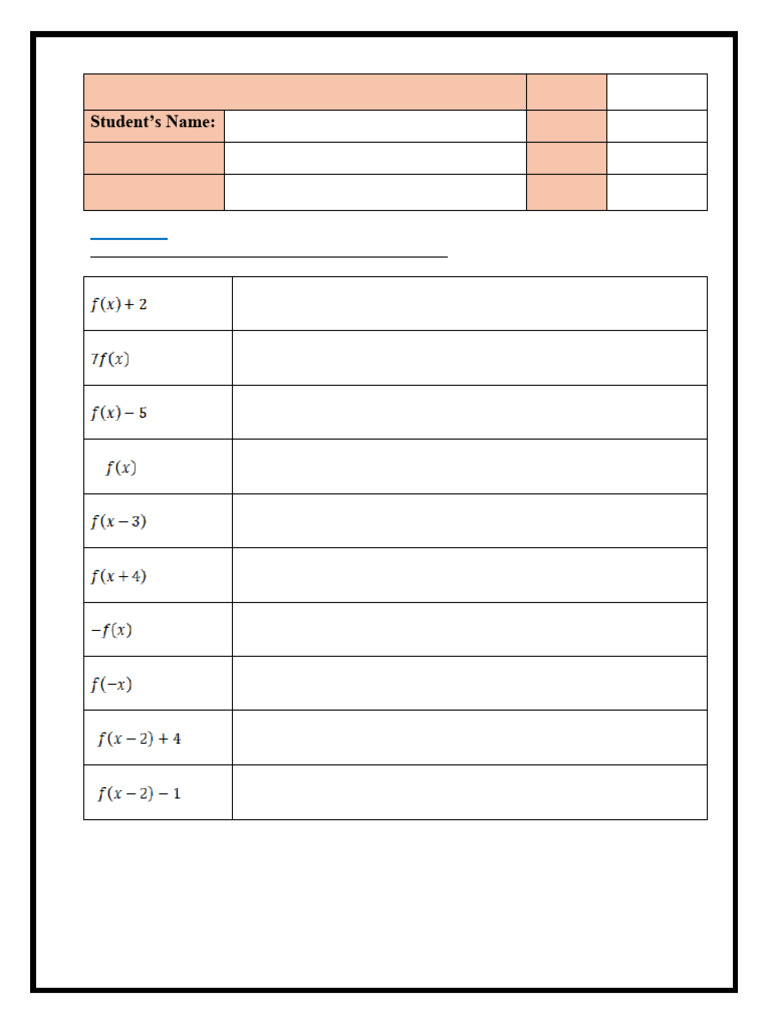 Module 1 Worksheet 1 Transformtion | PDF | Function (Mathematics ...