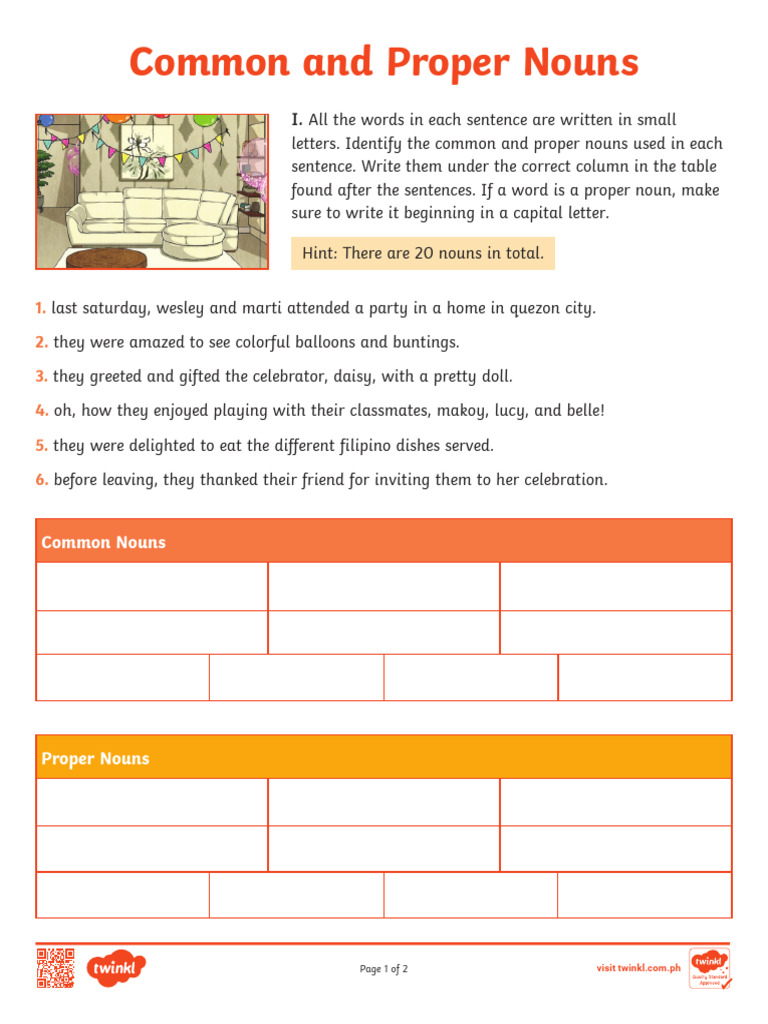 WS Common and Proper Nouns | PDF