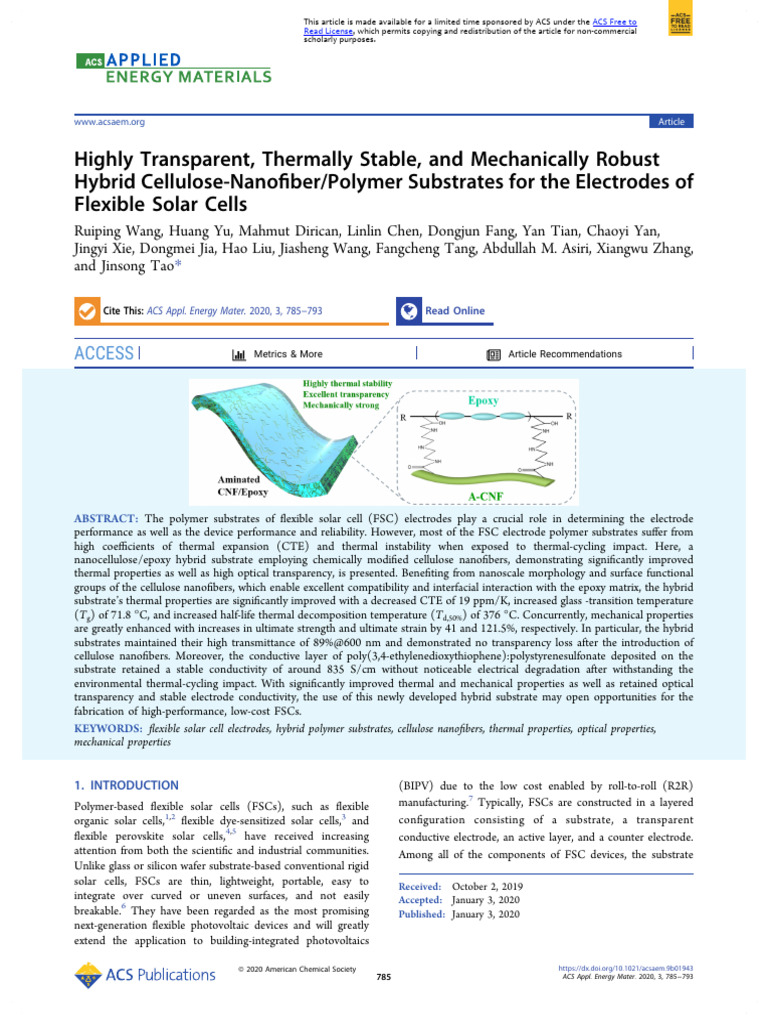 Wang-2020-Highly Transparent, Thermally Stable | PDF | Solar Cell ...