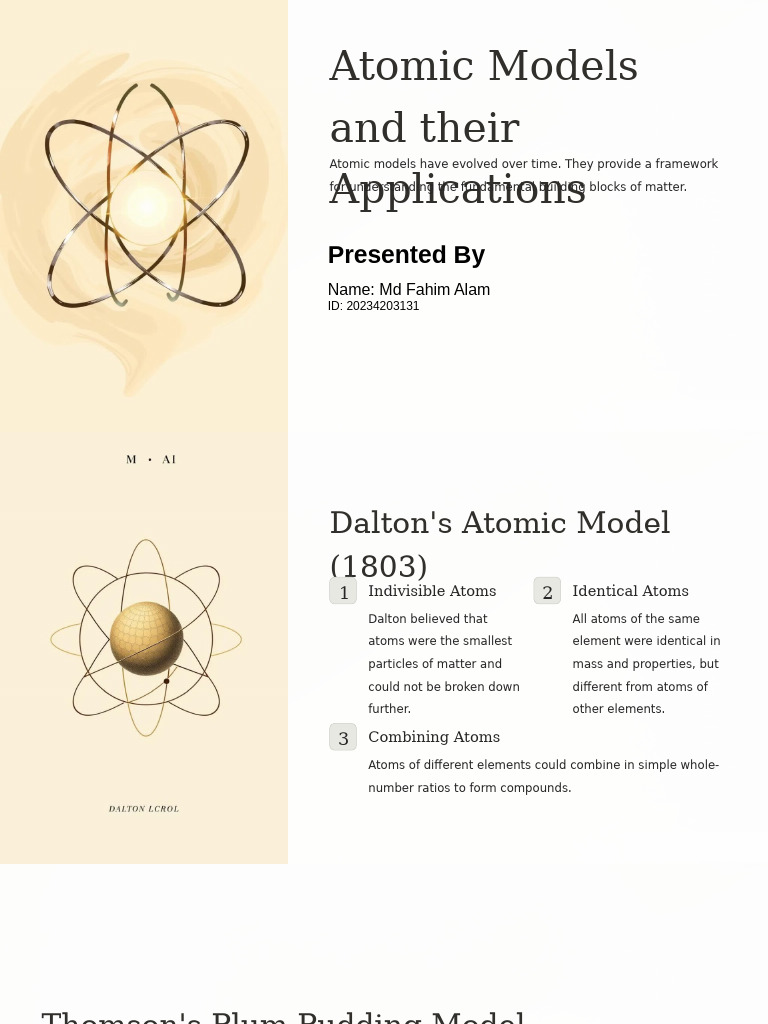 Atomic Models and Their Applications | PDF | Atoms | Electron