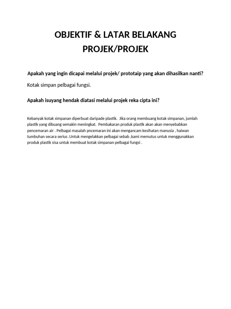Objektif & Latar Belakang Projek | PDF