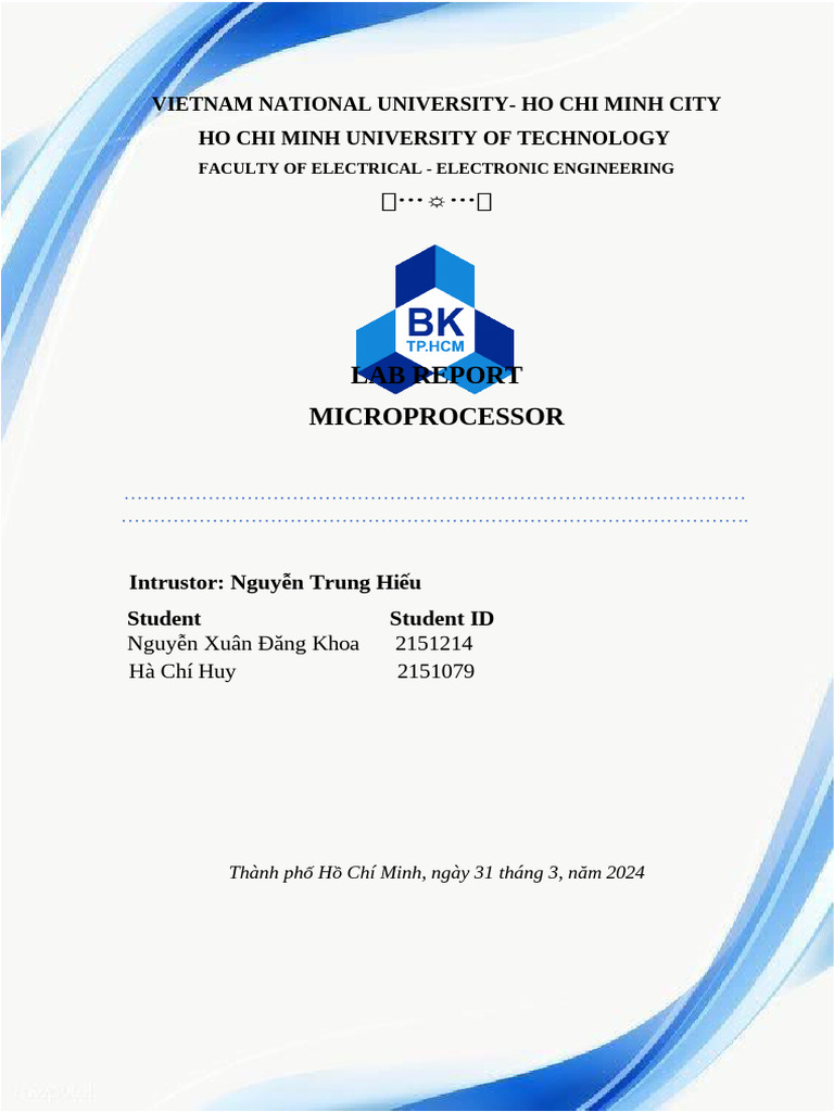 Lab1 Report HaChiHuy NguyenXuanDangKhoa | PDF | Ho Chi Minh City | Computer Architecture