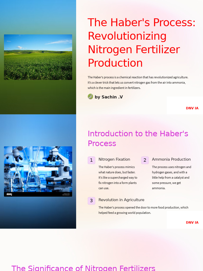The Habers Process Revolutionizing Nitrogen Fertilizer Production | PDF | Fertilizer | Chemical ...