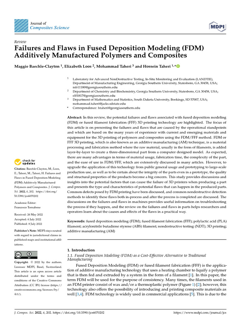 Failures and Flaws in Fused Deposition Modeling (FDM) | PDF | Composite ...