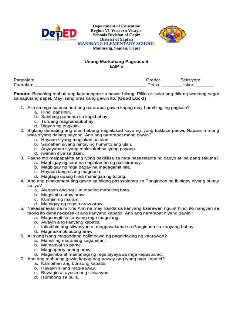 PT - Esp 5 - Q1 | PDF