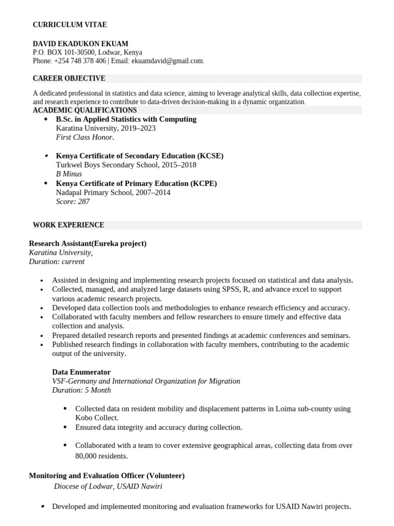 B.Sc. in Applied Statistics With Computing: First Class Honor | PDF ...