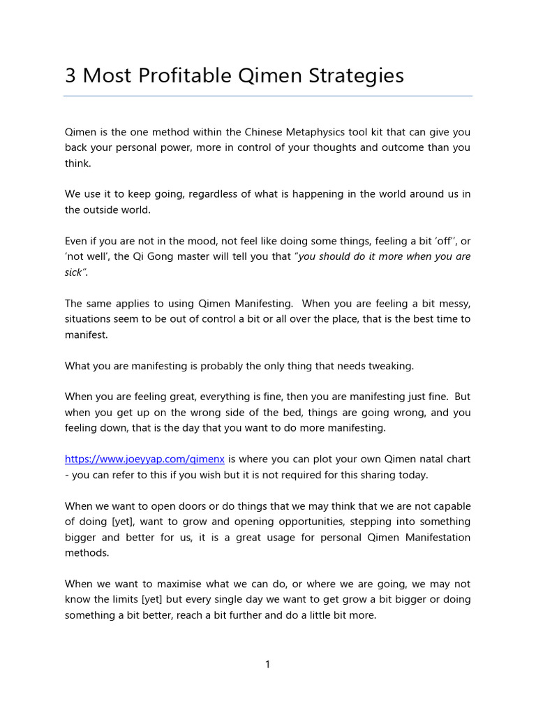 3 Most Profitable Qimen Strategies | PDF | Thought | Consciousness