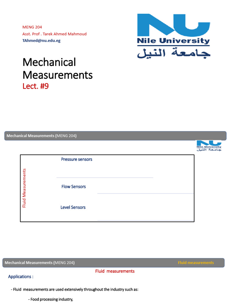 Lect_9_2023mechanical measurements | PDF | Pressure Measurement | Pressure Lect_9_2023mechanical measurements | PDF | Pressure Measurement | Pressure