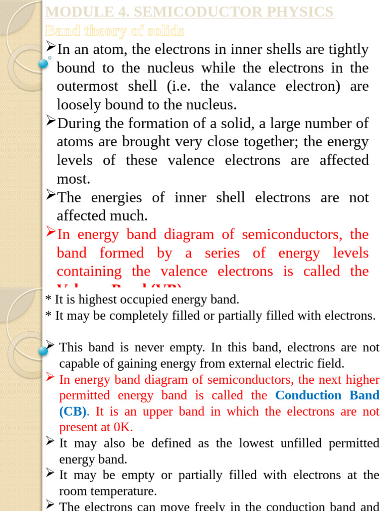 Final Chap_4 Band Theory of Solids Semiconductors | PDF | Semiconductors | Electrical ...