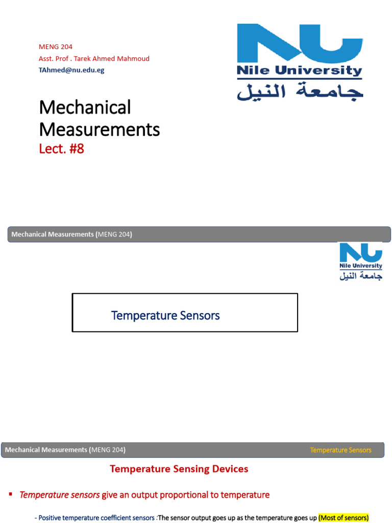 Lect_8_2023mechanical measurements | PDF | Thermocouple | Electrical Resistance And Conductance