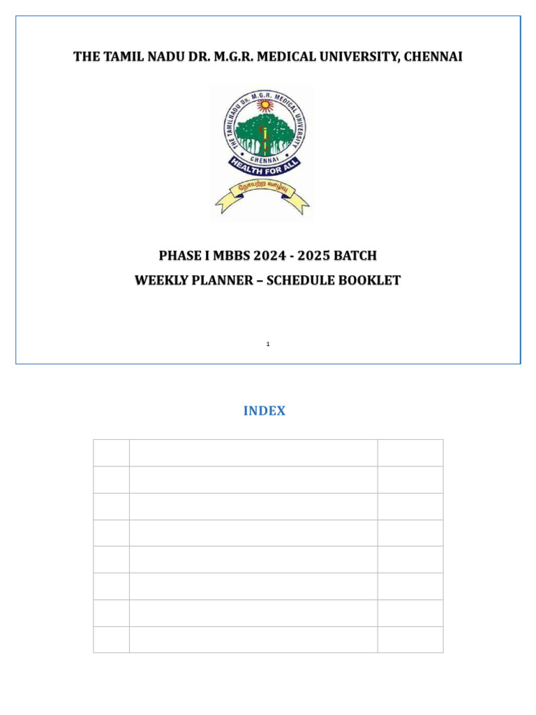 I MBBS 2024-2025 Time Table | PDF | Human Leg | Artery
