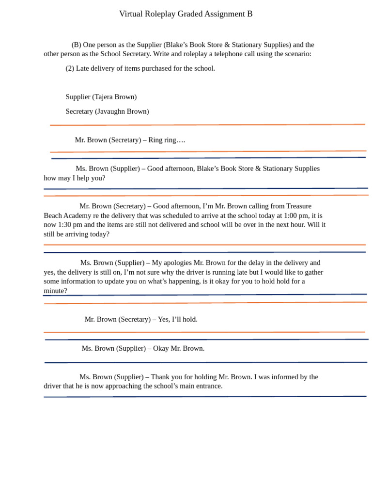 Virtual Roleplay Graded Assignment B | PDF | Language Arts & Discipline